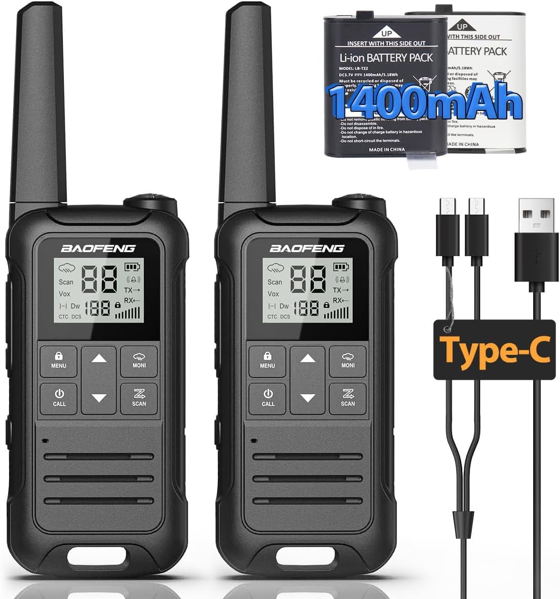 Walkie Talkies Long Range Rechargeable Walkie Talkie for Adults, F22 ...