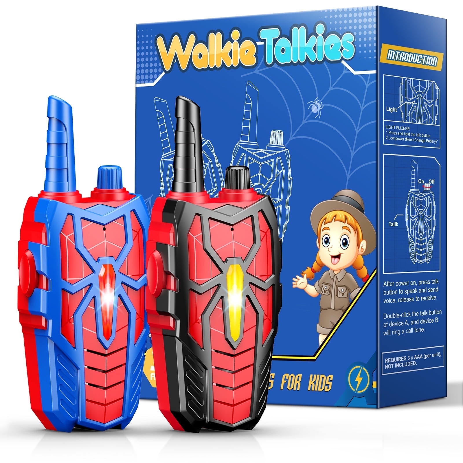 Kids Spider Walkie Talkies, 2 Way Radio, Outdoor Toys for Boys Girls 3 ...