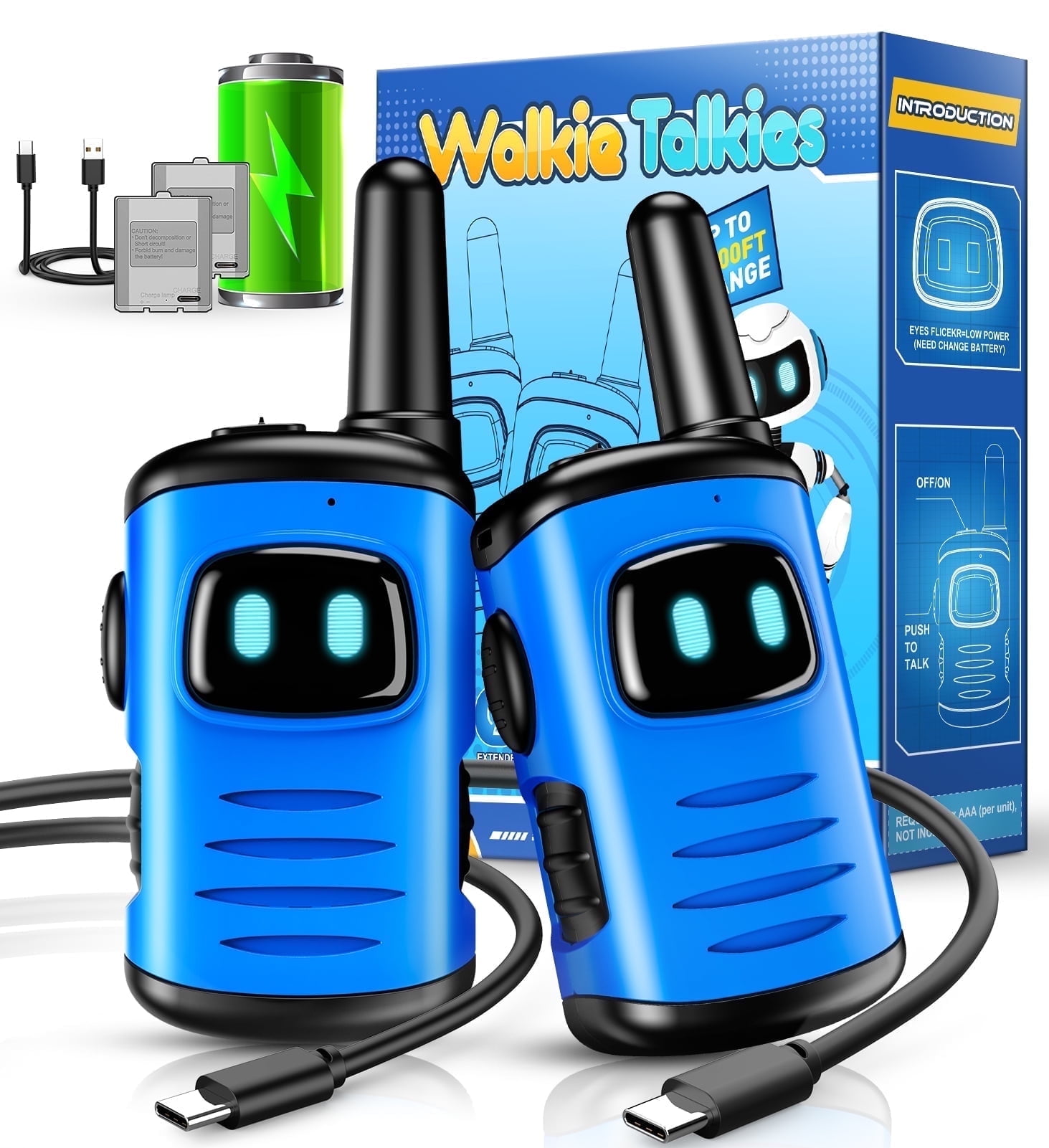Rechargeable Mini Walkie Talkies for Kids, Two-Way Radios, Birthday ...
