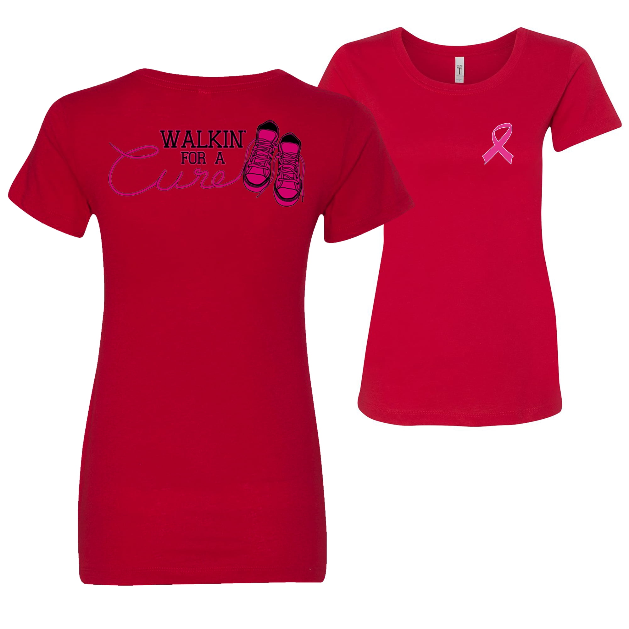 Walkin For A Cure Breast Cancer Awareness FRONT&BACK Womens T-shirts ...