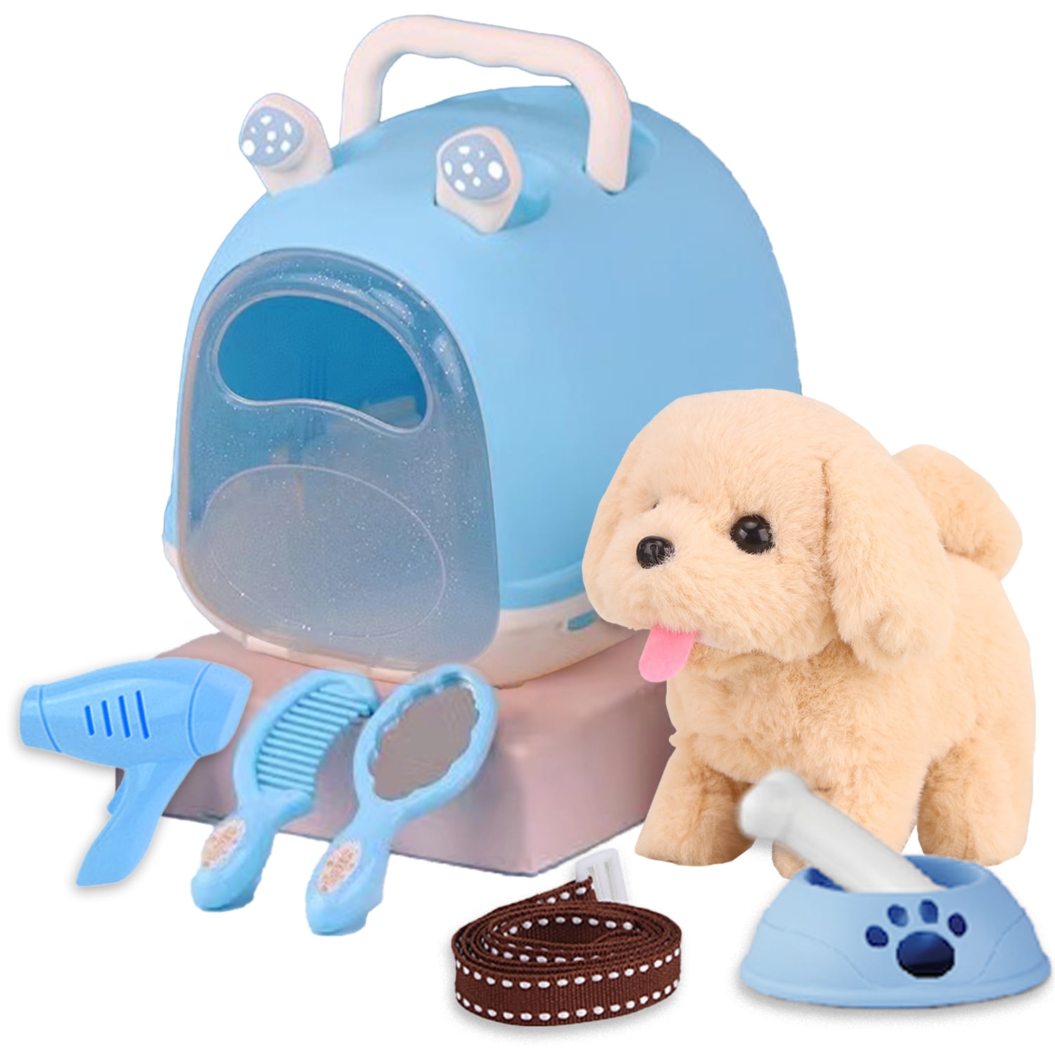 Caunedy Pet Care Play Set, Little Plush Yellow Dog Grooming Toys with ...