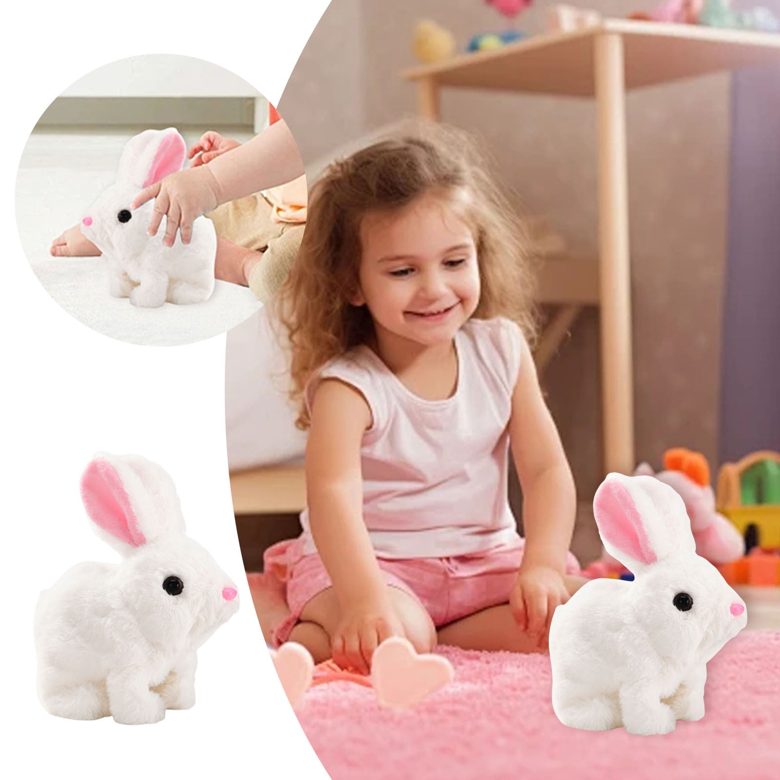 Walking Bunny Stuffed Animal Interactive Jumping Spotted Rabbit Talking ...