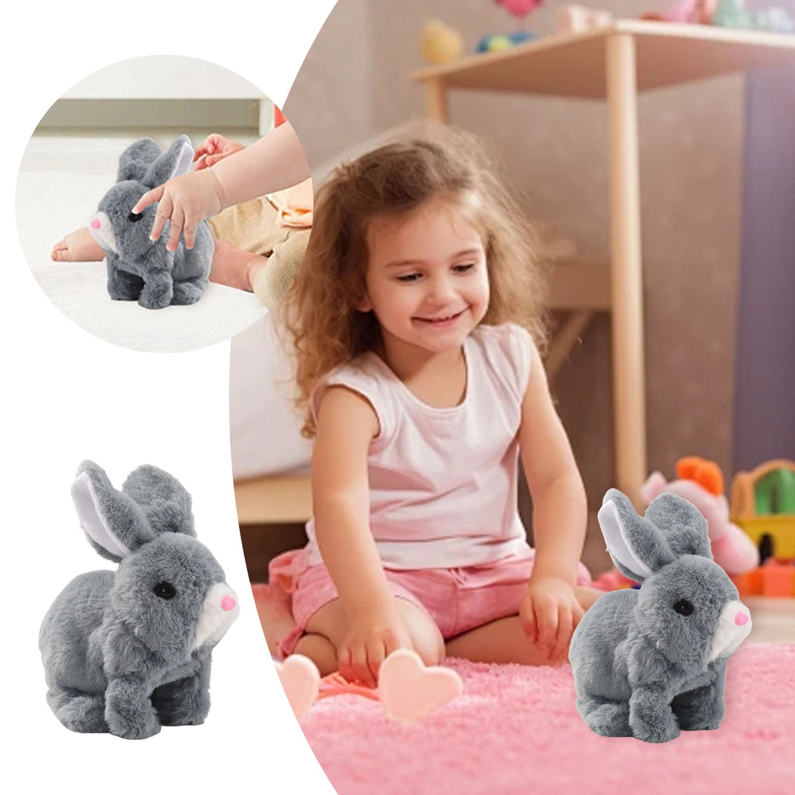 Walking Bunny Stuffed Animal Interactive Jumping Spotted Rabbit Talking ...