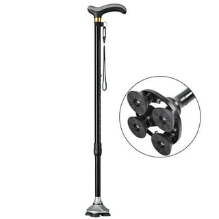 Hugo Adjustable Quad Cane for Right or Left Hand Use, Ebony, Large Base ...