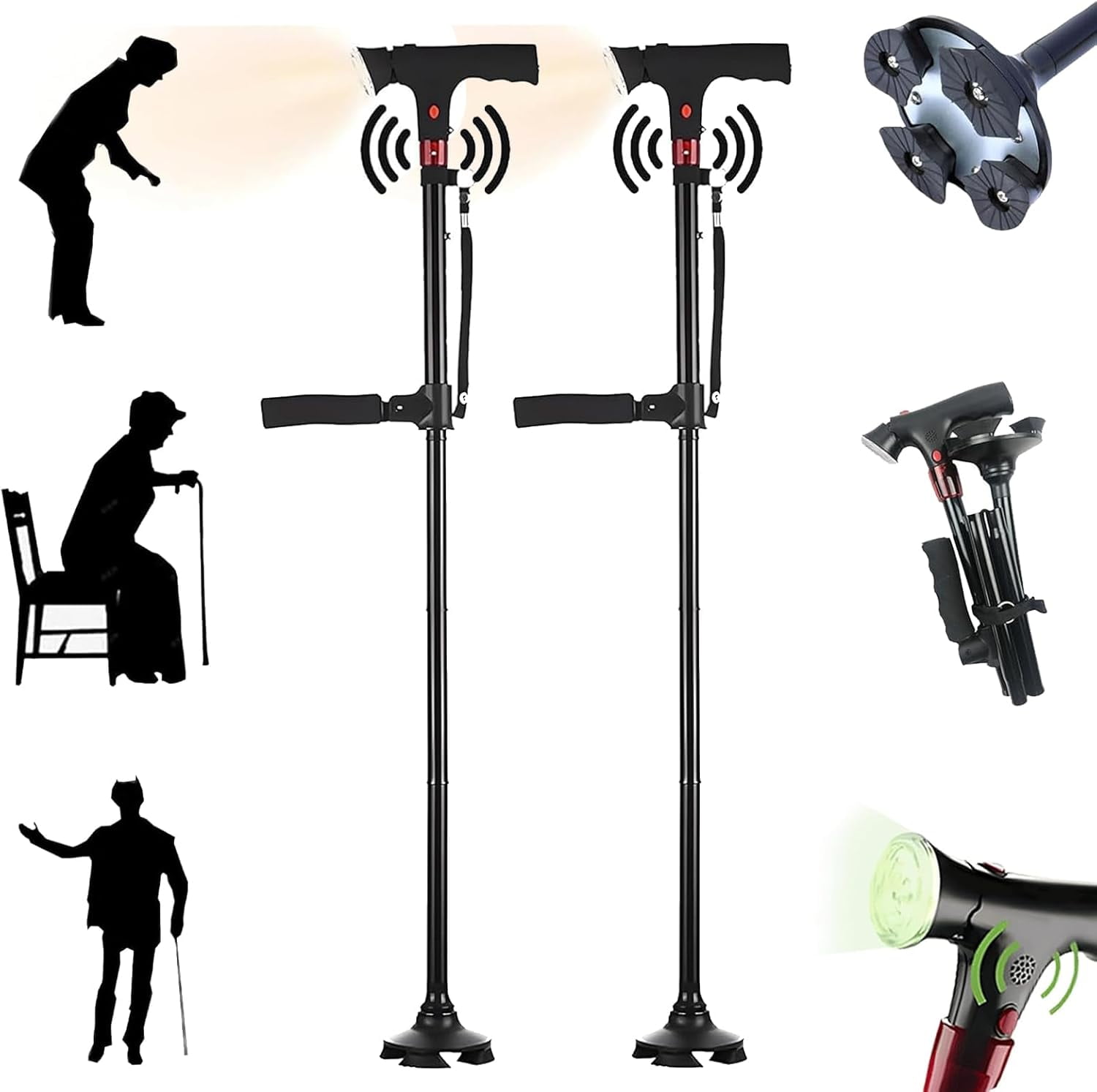 Walking Cane - Dual-Handle Design, Canes for Seniors, Walking Cane with ...