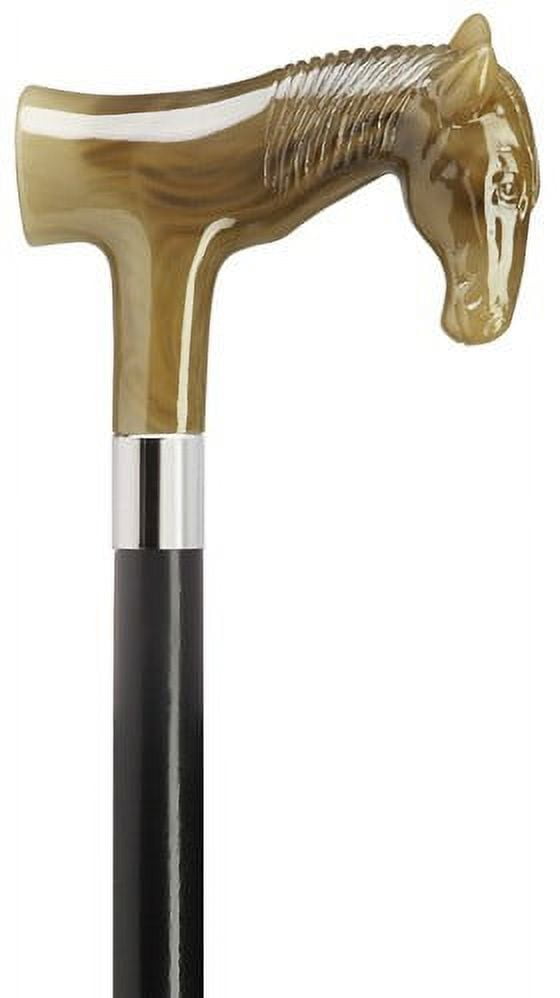 Walking Cane Horn Molded Horse Head Fritz Handle on black maple shaft ...