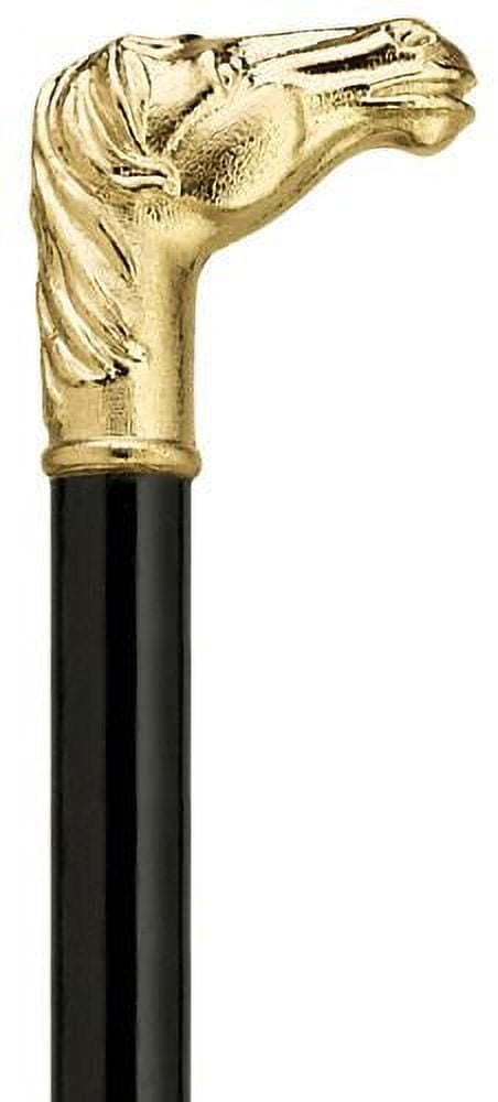 Walking Cane Lady's Gold Plastic Horse Head Shaped Handle, Black Wood ...