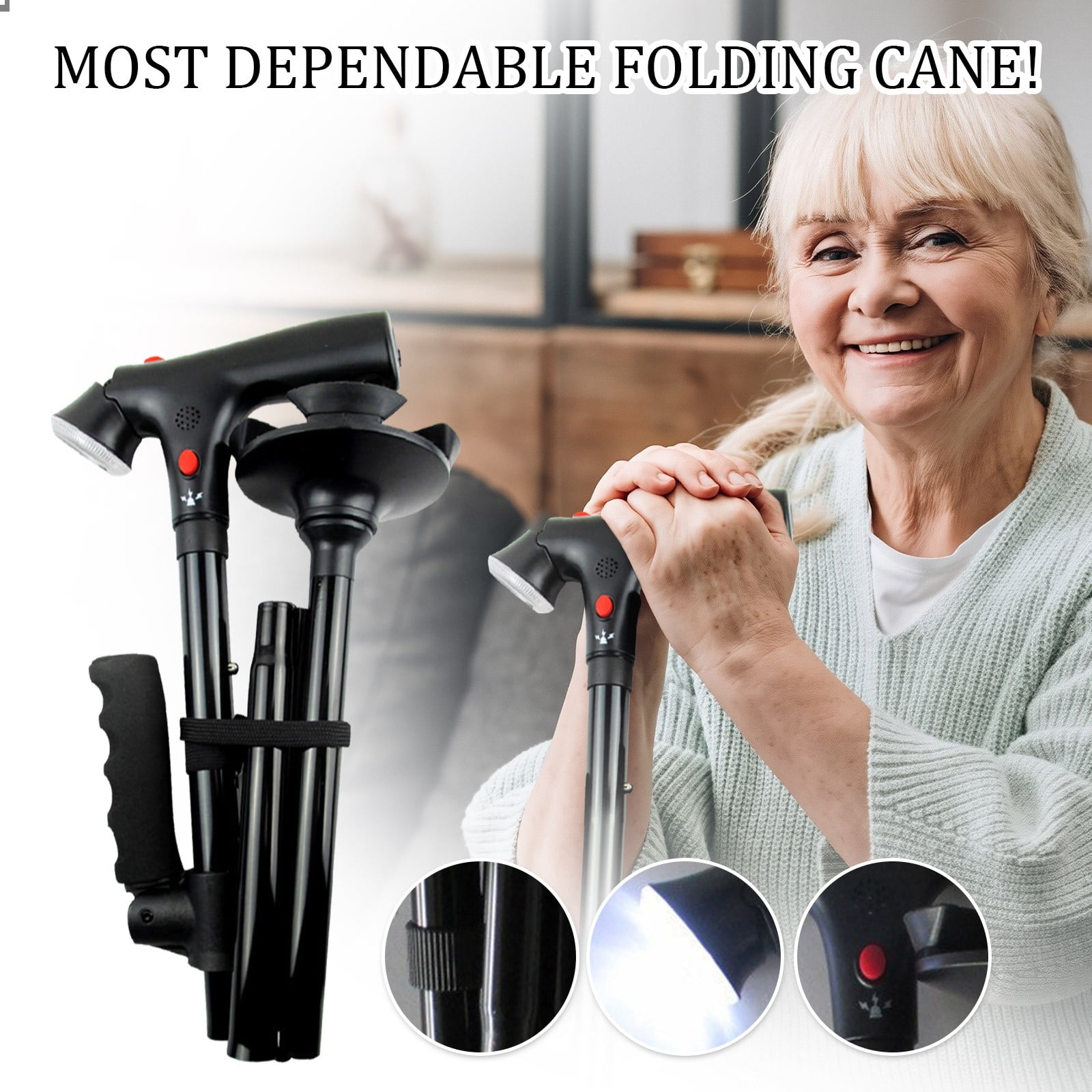 Walking Cane with Led Light and Alarm for Seniors Cool Canes for Women ...
