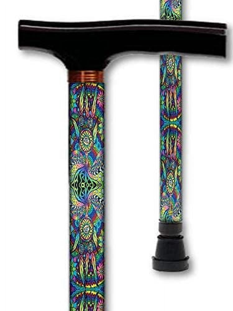 Walking Cane T Handle Derby Adjustable Aluminum Trippy Hippie Design ...