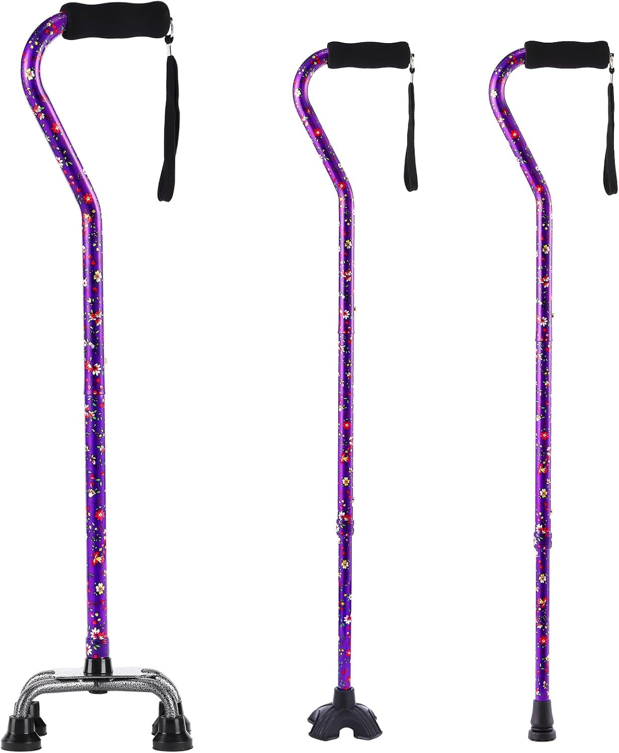 Walking Cane for Women & Men, Folding Offset Quad Cane with 4 Pronged ...