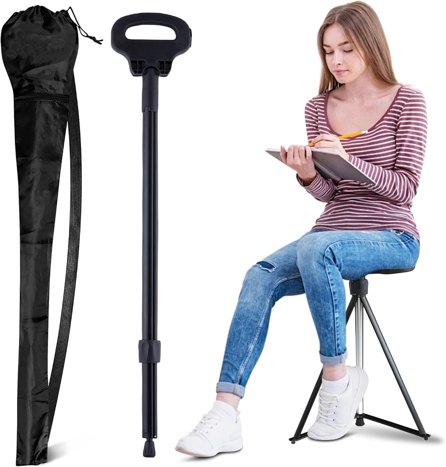 Walking Cane with Seat Folding Lightweight, Cane Stool for Adults ...