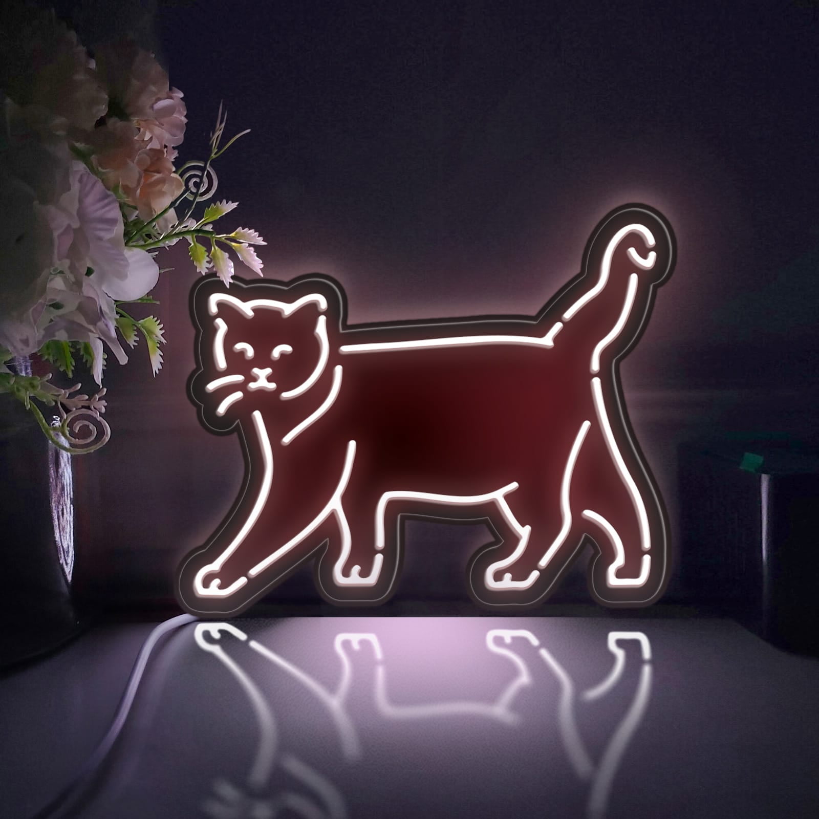Walking Cat Led Light Box, Dimmable Neon-Like Light Signs USB Power for ...