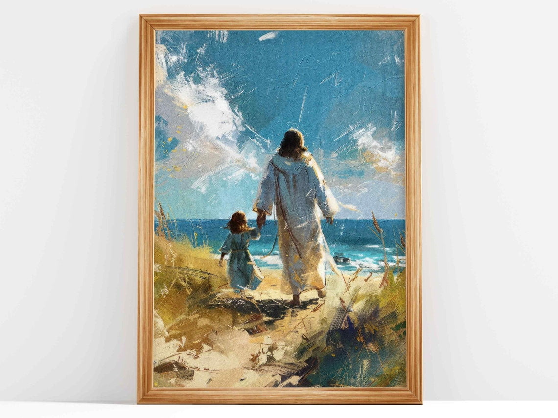 Walking With Christ, Jesus With Kids, Christian Oil Painting, Christian ...