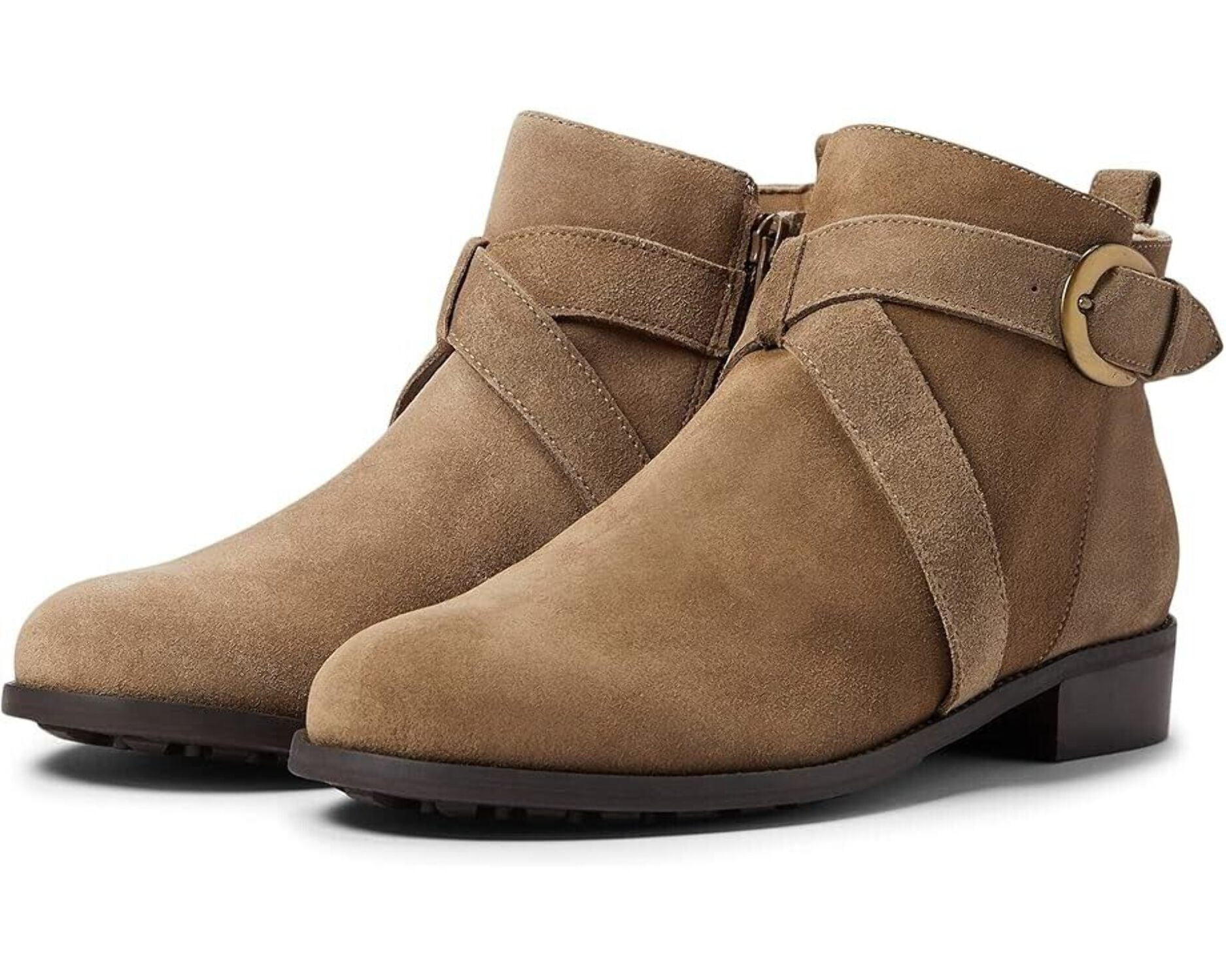 Walking Cradles Kellen Boots Women's US 7 Taupe Suede Ankle Zip Bootie KHD456 - Walmart.com