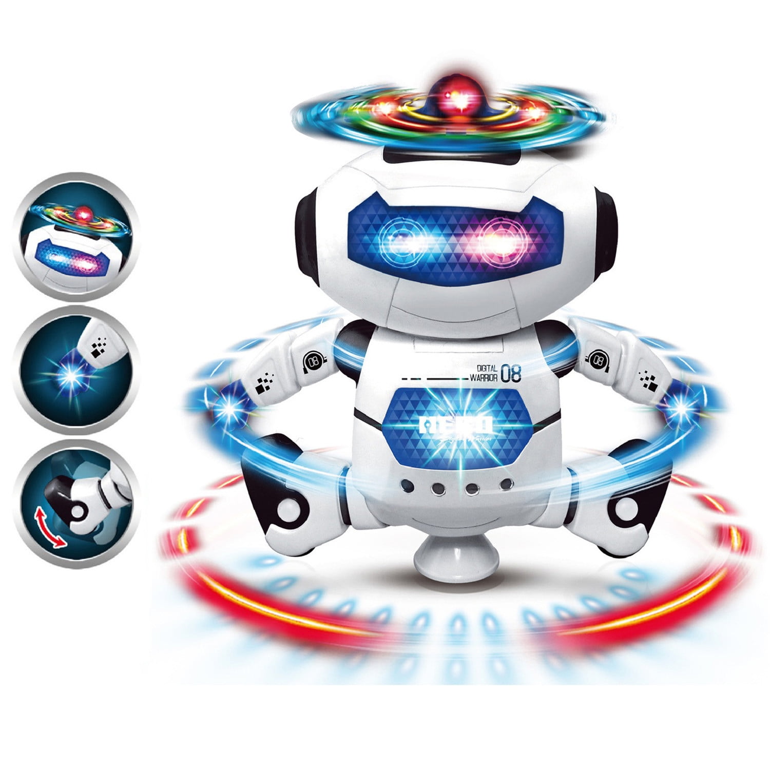 Walking Dancing Robot Toys For Kids, 360° Body Spinning With LED Lights ...