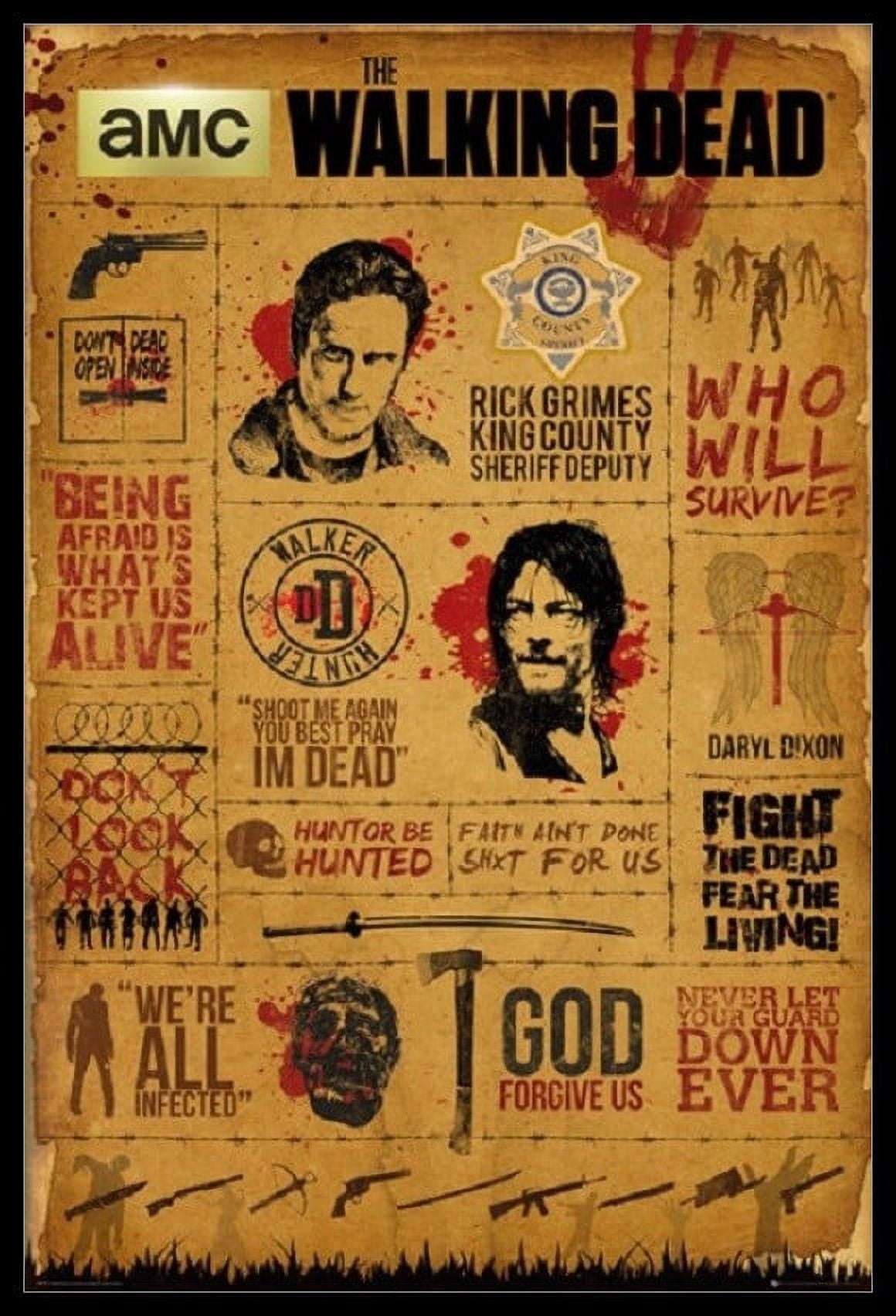 Walking Dead Infographic Laminated & Framed Poster (24 x 36) - Walmart.com