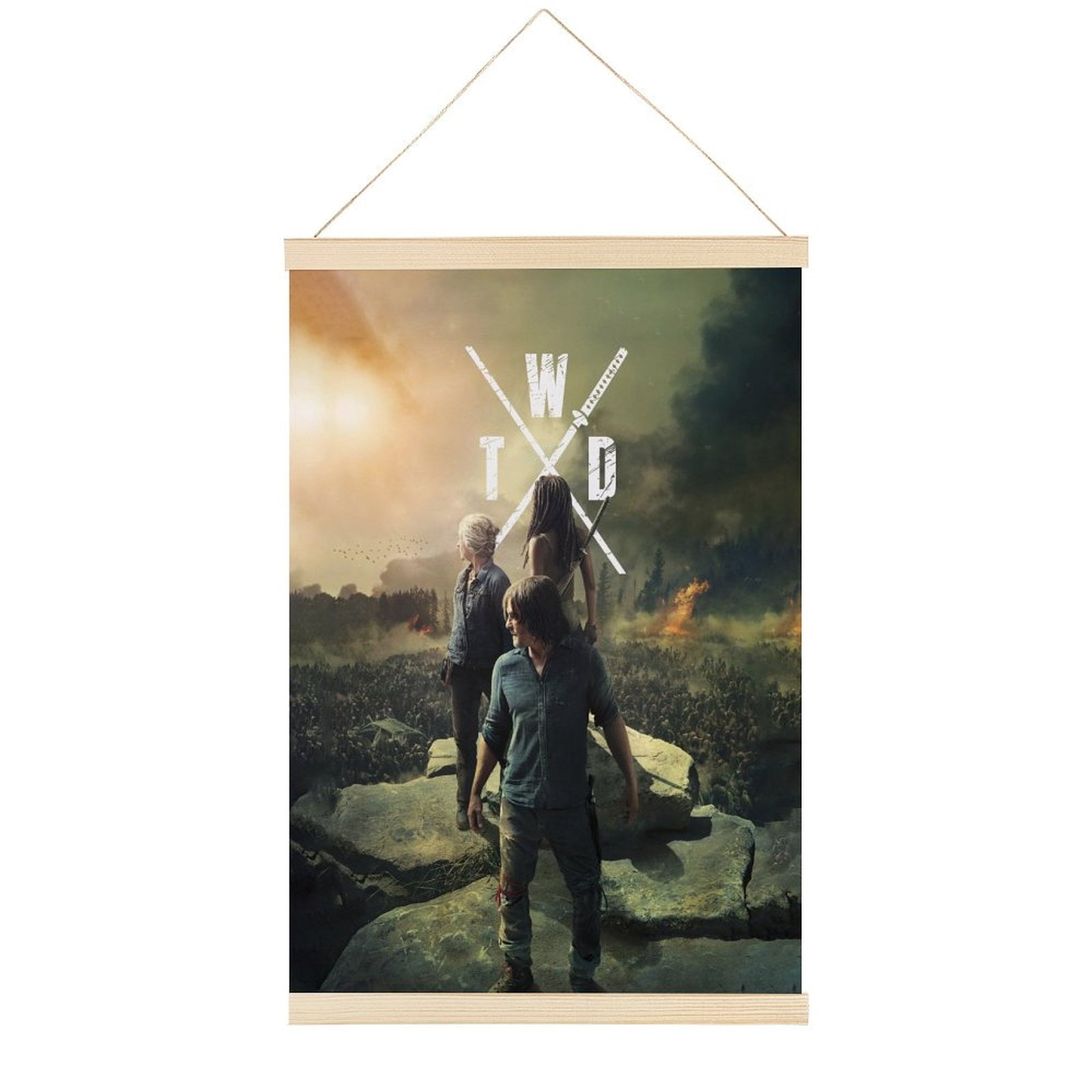 Walking Dead Poster Wall Fabric Decor Hanging Paintings Wood Frame ...