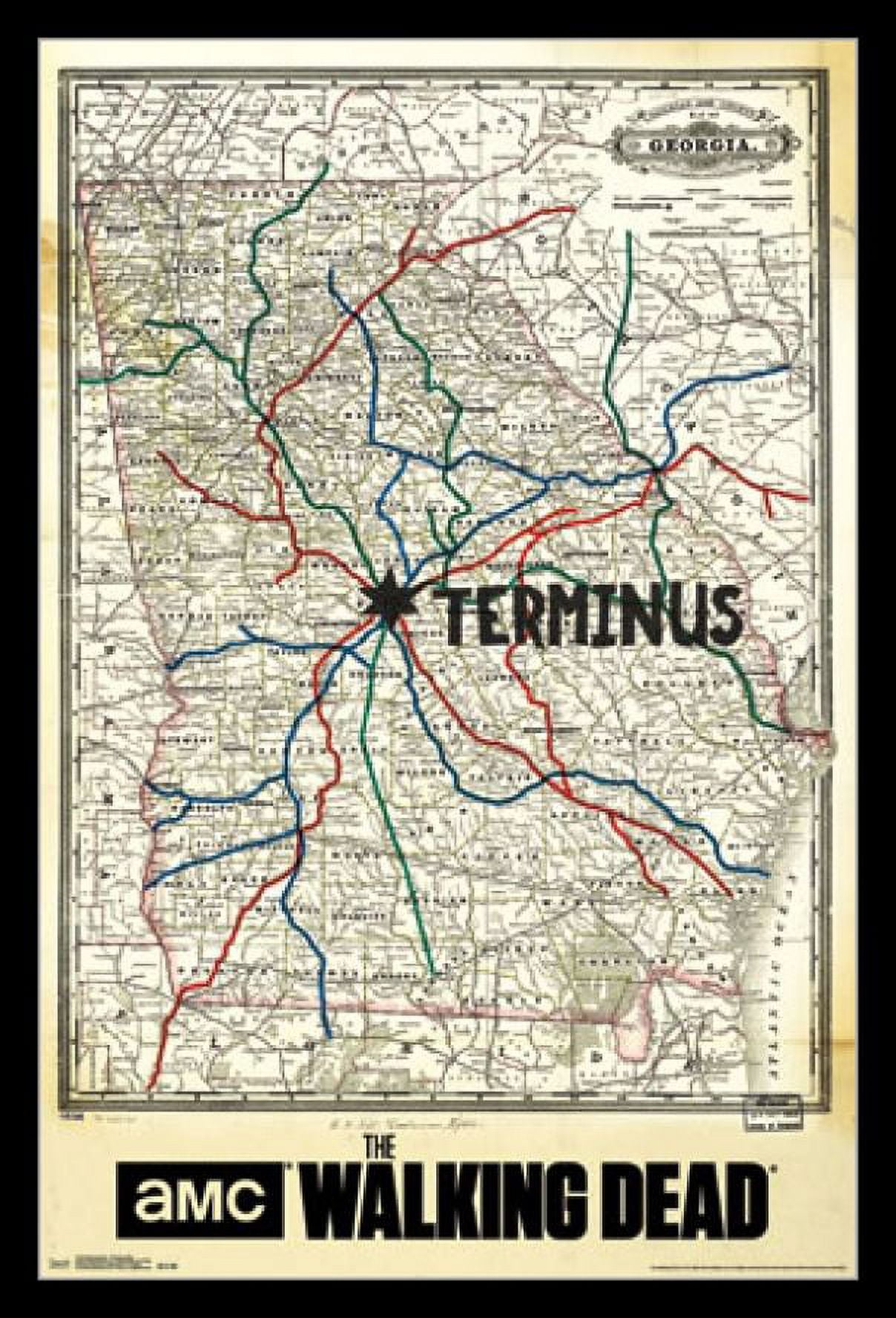 Walking Dead - Terminus Map Laminated & Framed Poster Print (24 x 36 ...