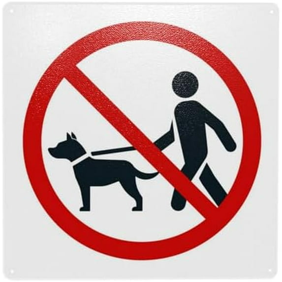 No Walking Dog Warning Sign, Dog Leash Security Metal Signs for Home ...