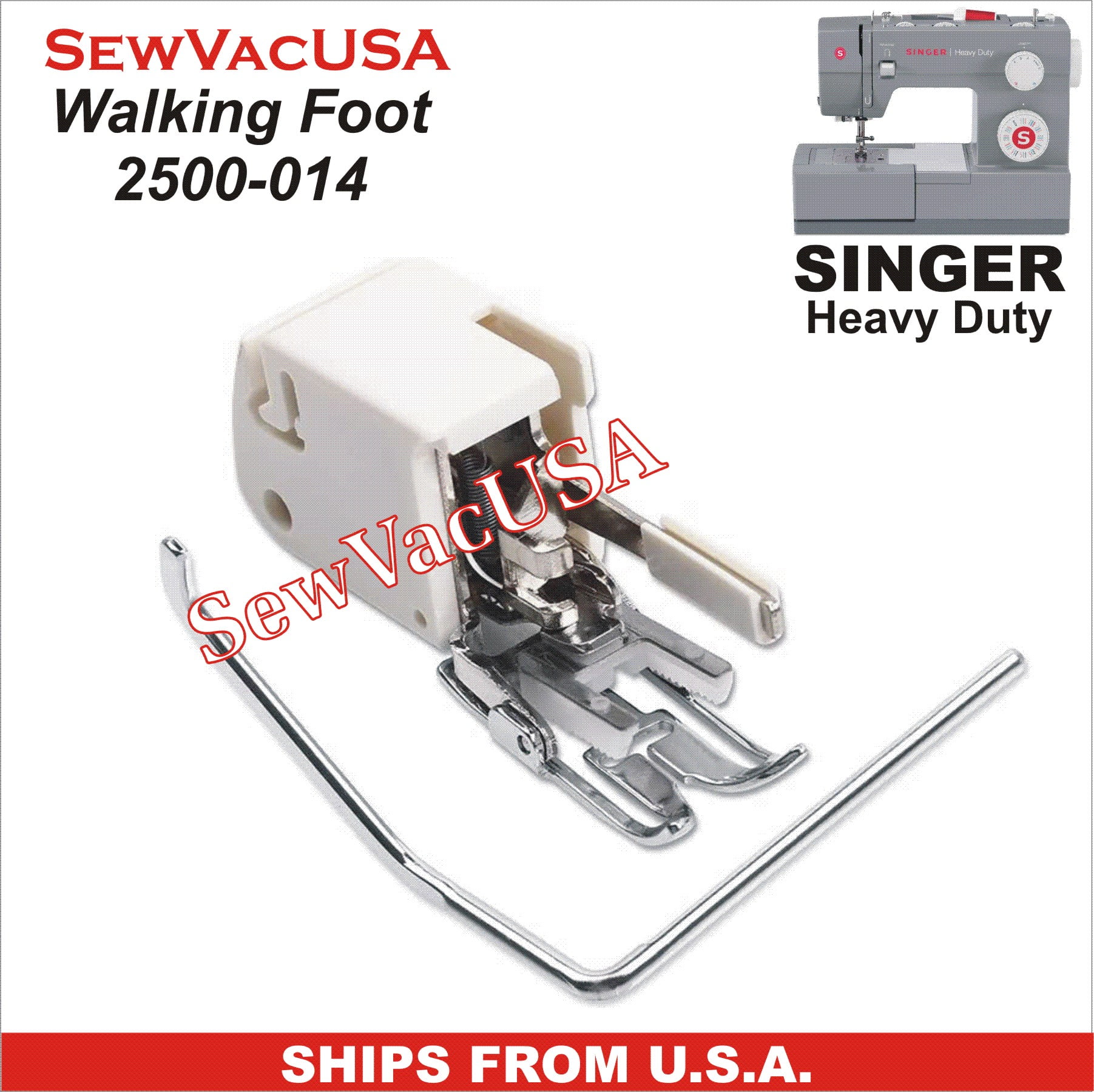 Sewvacusa Walking Foot, Fits Singer Heavy Duty Sewing Machines ...