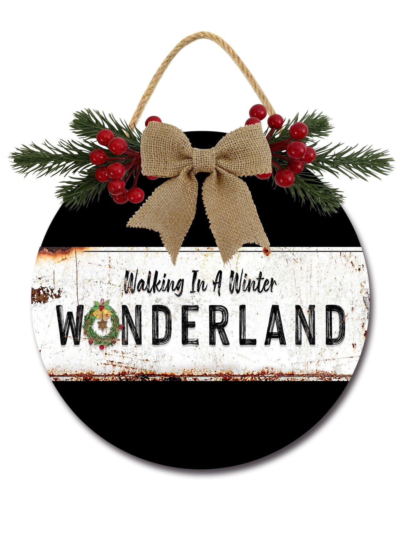 Walking In A Winter Wonderland Sign for Front Door Decorations, Rustic ...