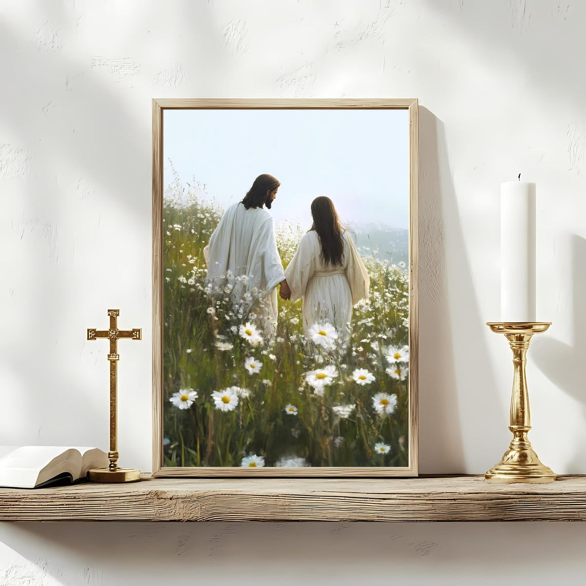 Walking With Jesus, Romantic Christian Wall Art, Jesus And Woman In ...