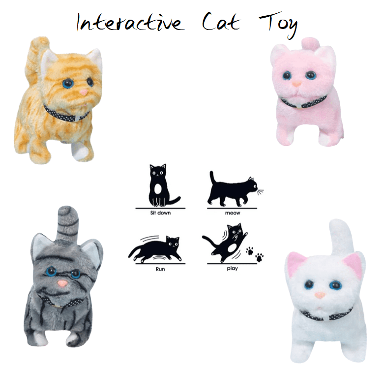 Walking Kitty Plush Toy Electric Interactive Cat Stuffed Animal Meowing ...