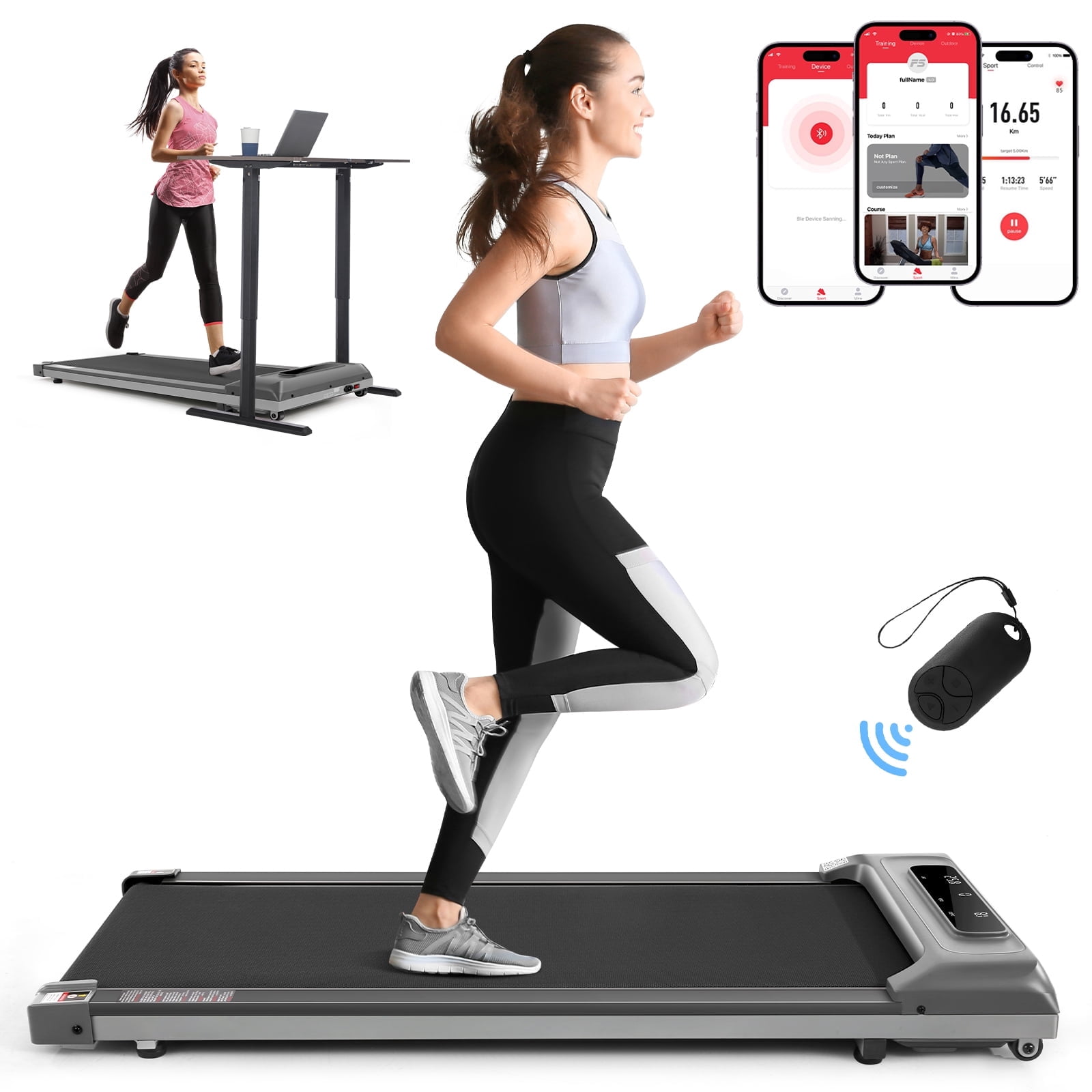 Walking Pad 300lb, Large Walking Area Under Desk Treadmill with Remote ...