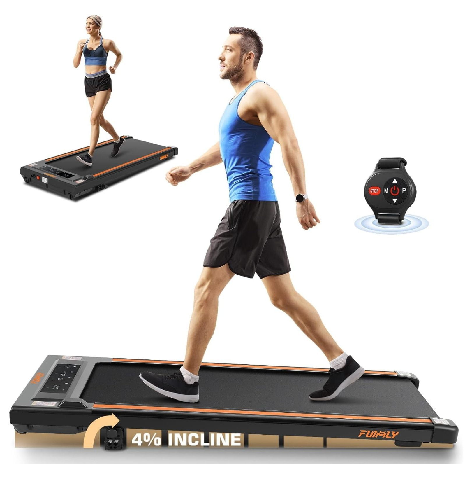 Walking Pad Under Desk Treadmill 2.5HP Folding Treadmill with Incline ...