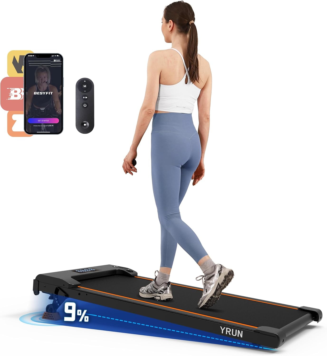 Walking Pad Under Desk Treadmill, 2.5HP Quiet Brushless Treadmill for ...