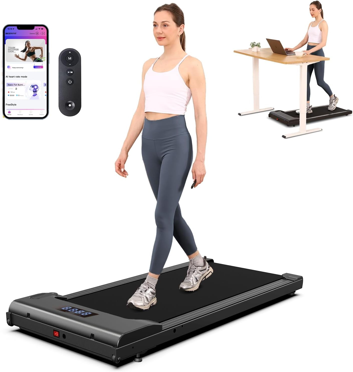 Walking Pad Under Desk Treadmill，Portable Small Treadmills for Home and ...
