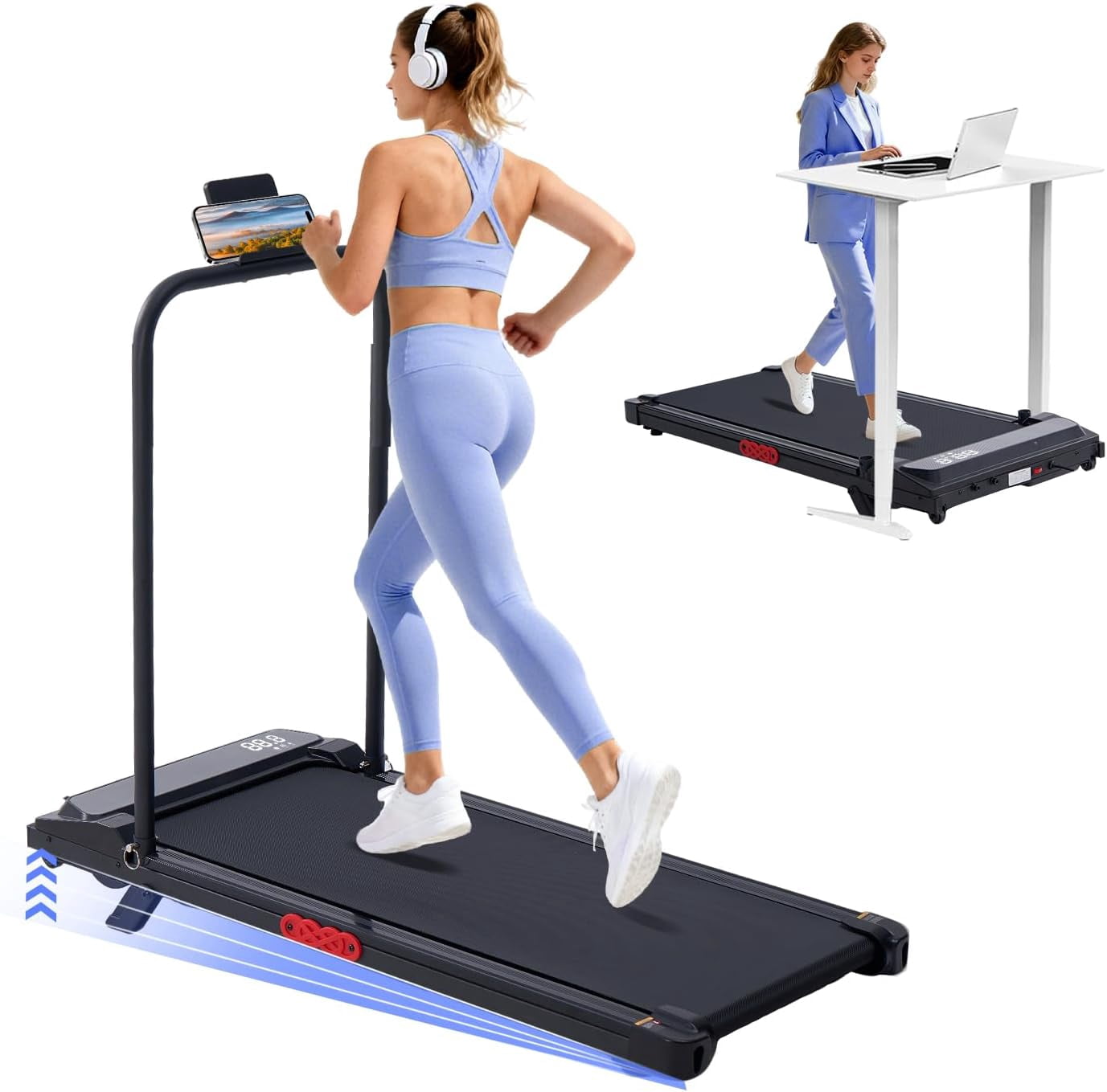 Walking Pad with Handle Bar, 2026 Portable Small Treadmill with Handles ...