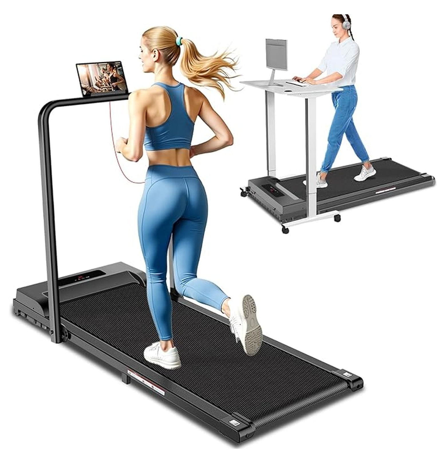 Walking Pad with Handle Bar, 3 in 1 Under Desk Treadmills with Control ...