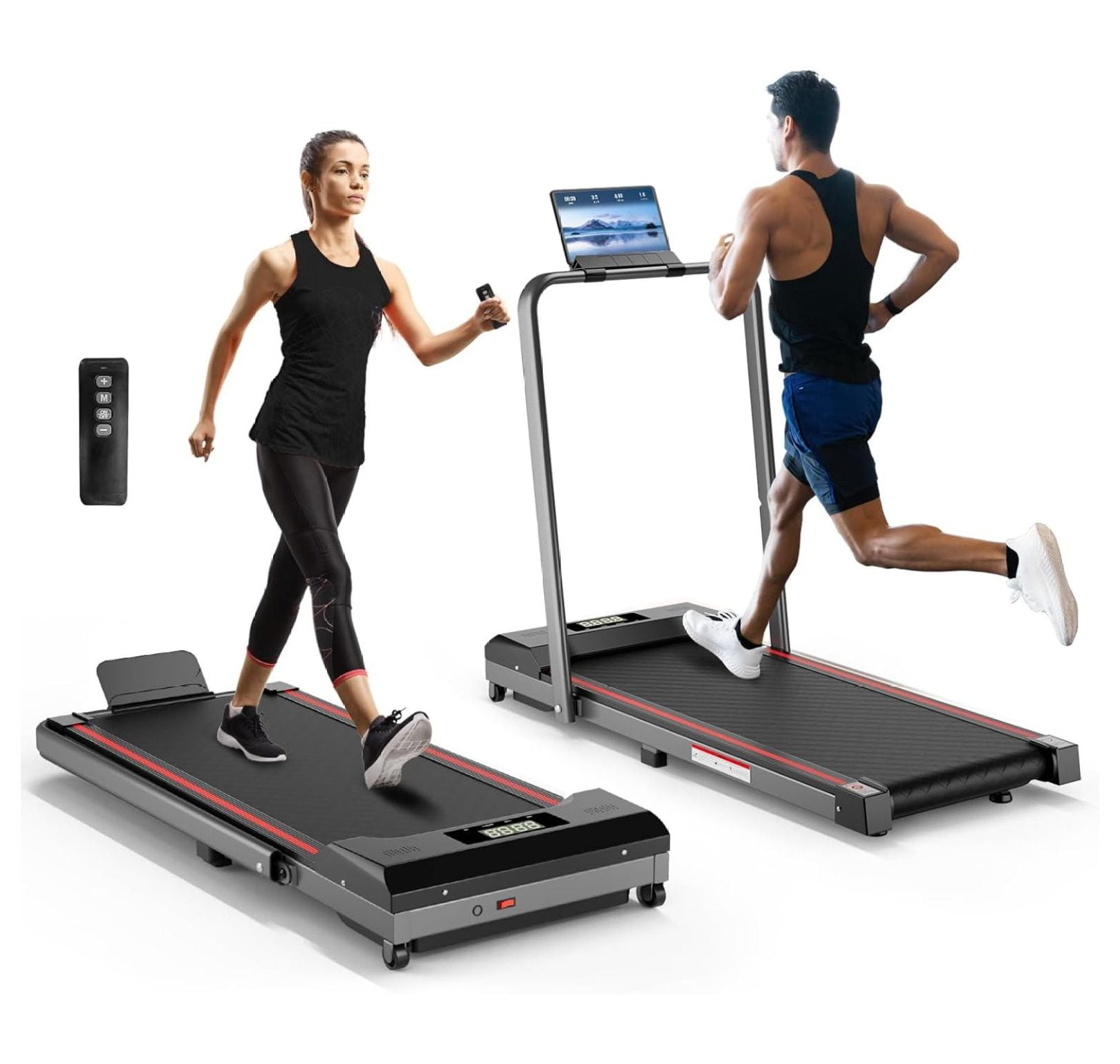 Walking Pad with Handle Bar, 300lbs Capacity Under Desk Treadmill with ...