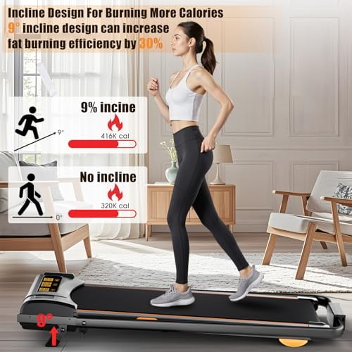 Walking Pad with Handle Bar, Folding Walking Pad Treadmill with Incline ...