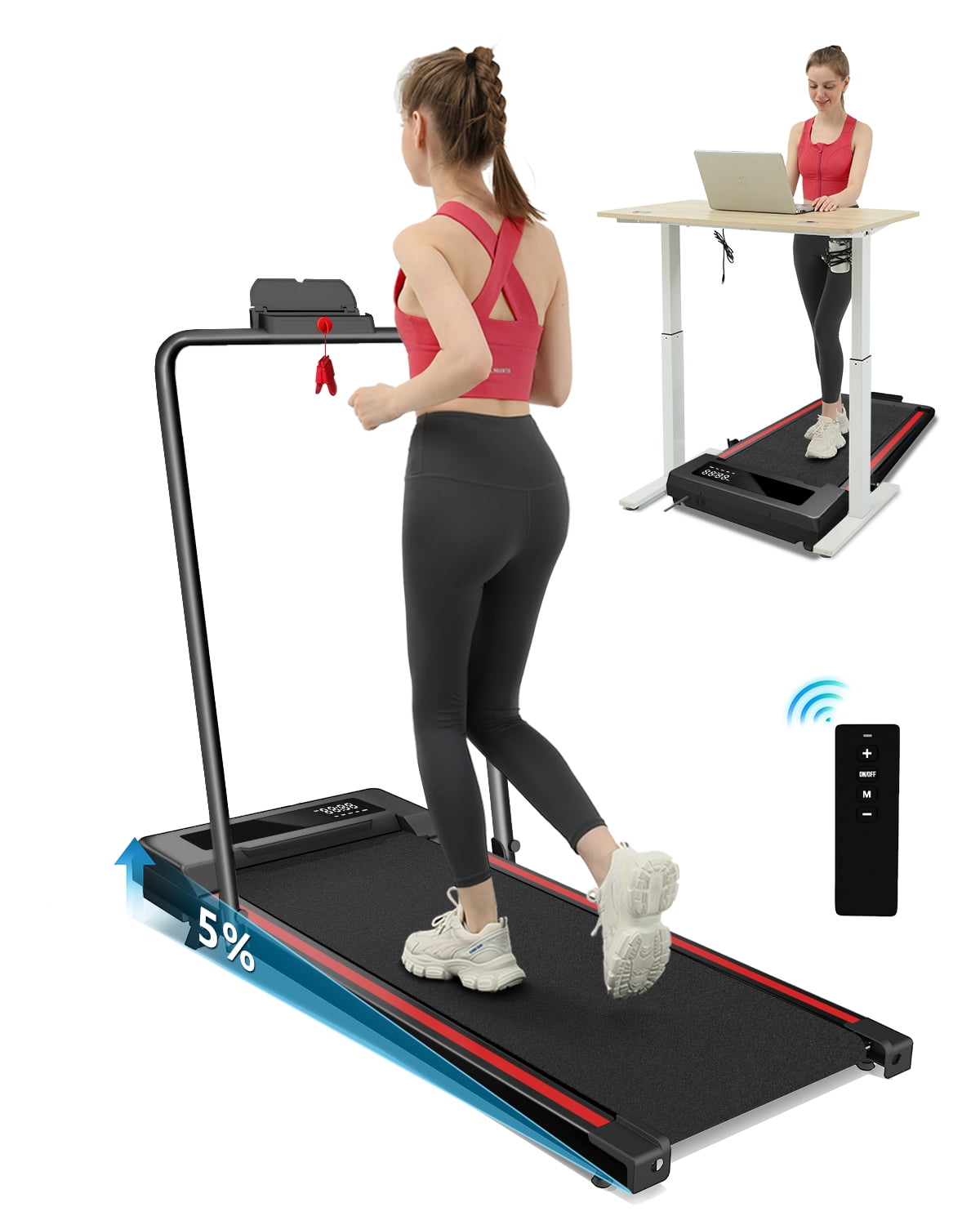 JURITS Portable Walking Pad Treadmill with 2.5HP Motor, LED Display ...