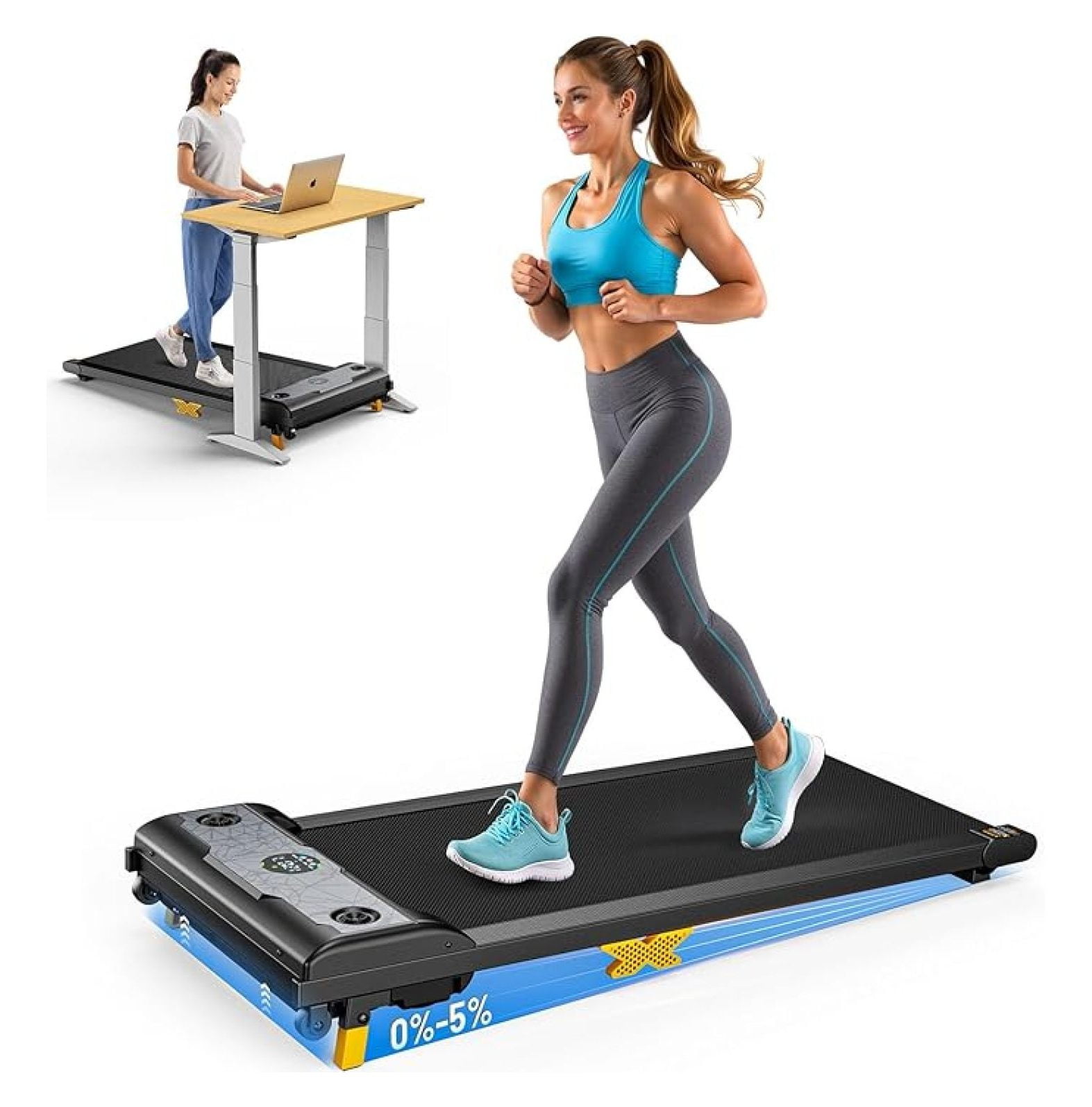 Walking Pad with Incline, 2.5HP Under Desk Treadmill, 3 in 1 Portable ...