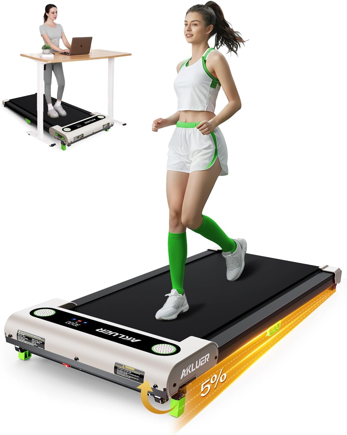 Walking Pad with Incline, Akluer Incline Treadmills for Home, 2.5 HP Under Desk Treadmill Small ...