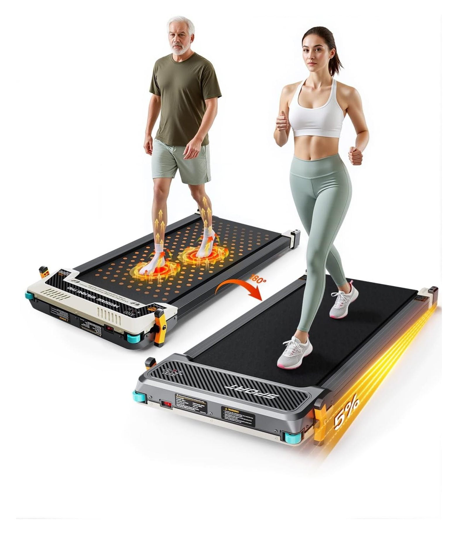 Walking Pad with Incline, Under Desk Treadmill with 2 Control , Ultra ...