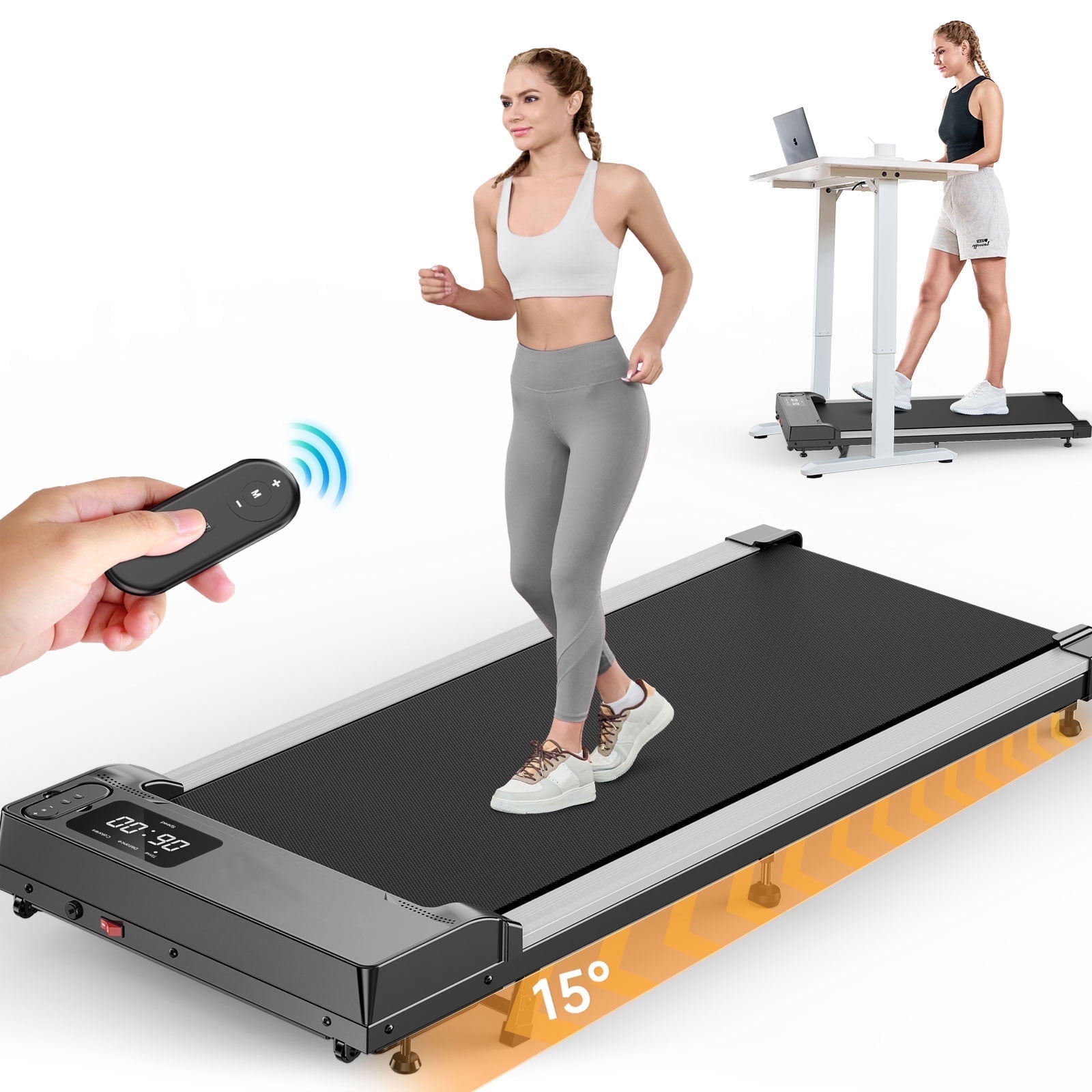 Patbrela Walking Pad Treadmill, 15Â° Incline, 2.5 HP, LED Display ...