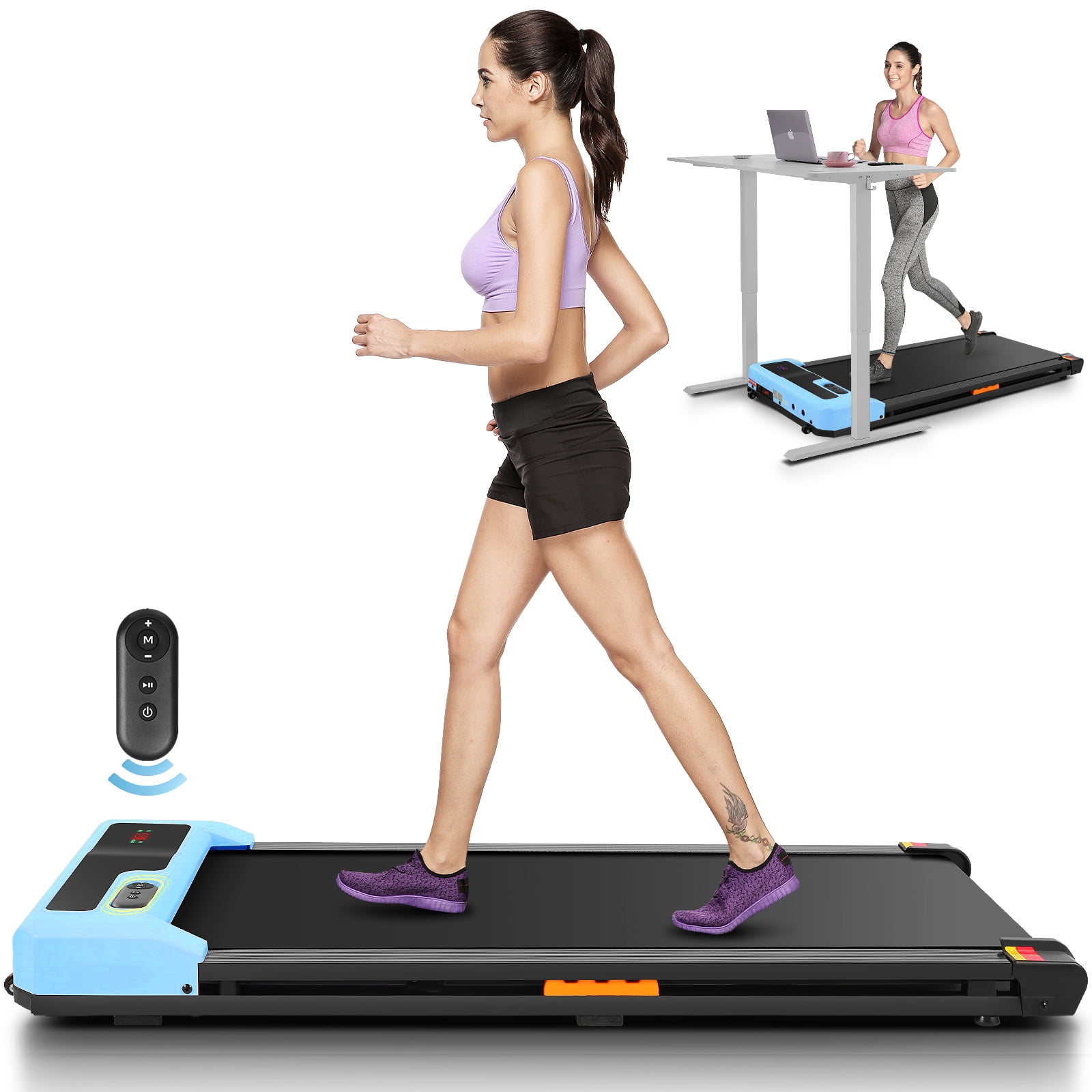 SIMPFREE Walking Pad Treadmill with Shock-Absorbing Rubber, 2 in 1 ...
