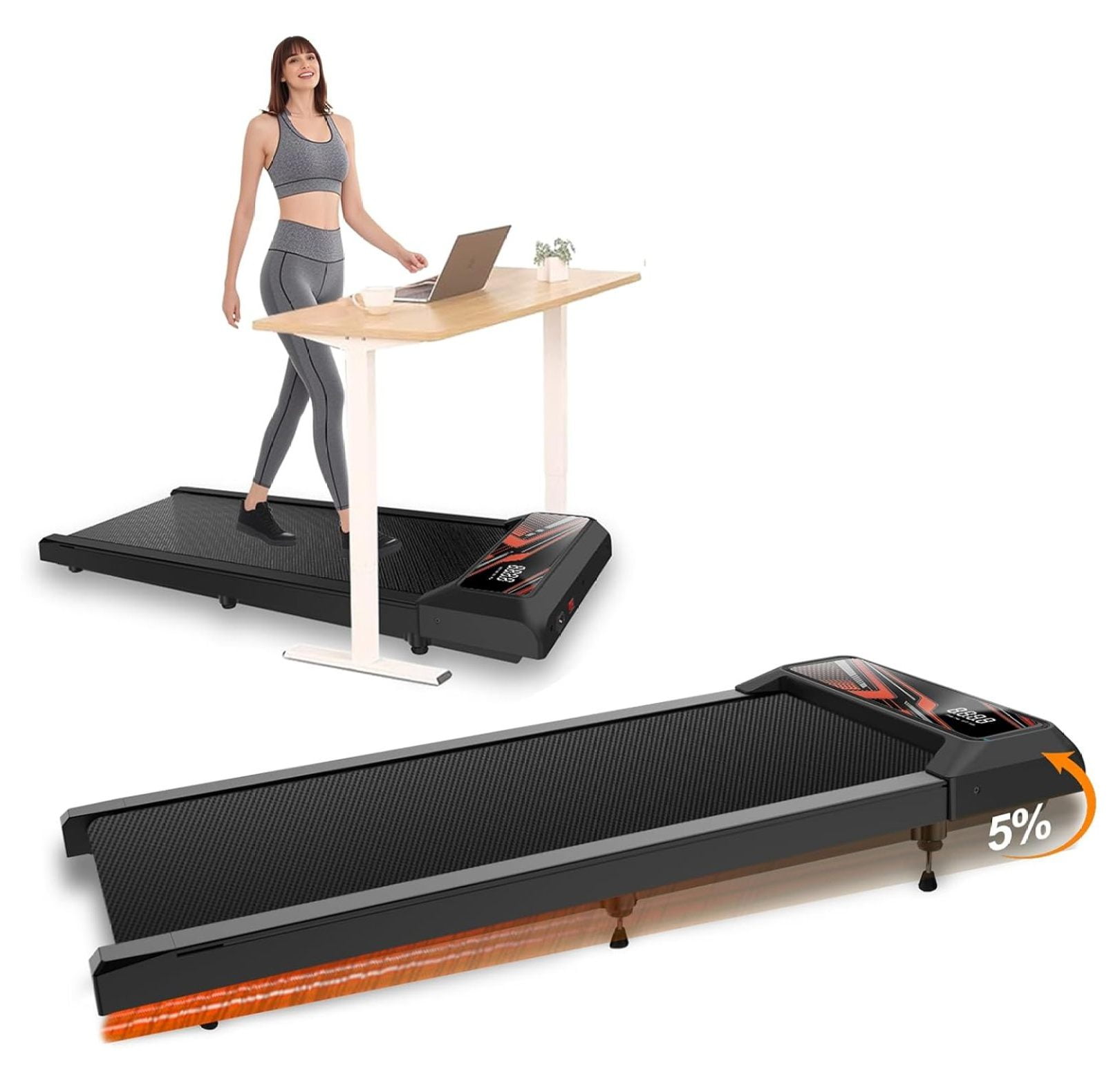Walking Pad Treadmill, 2.5HP Portable Small Treadmills for Home and ...