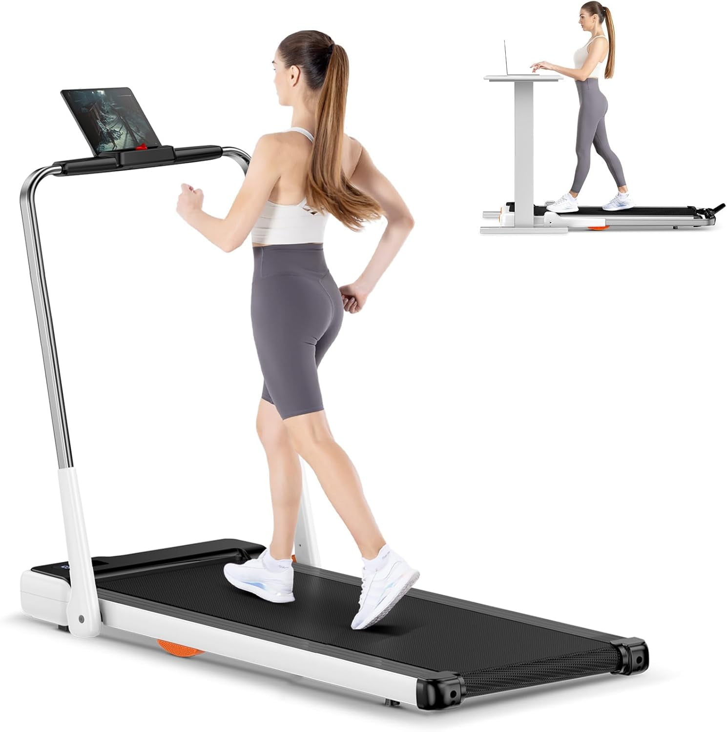 Walking Pad Treadmill 2 in 1, 6.2MPH Under Desk Treadmill Portable for ...