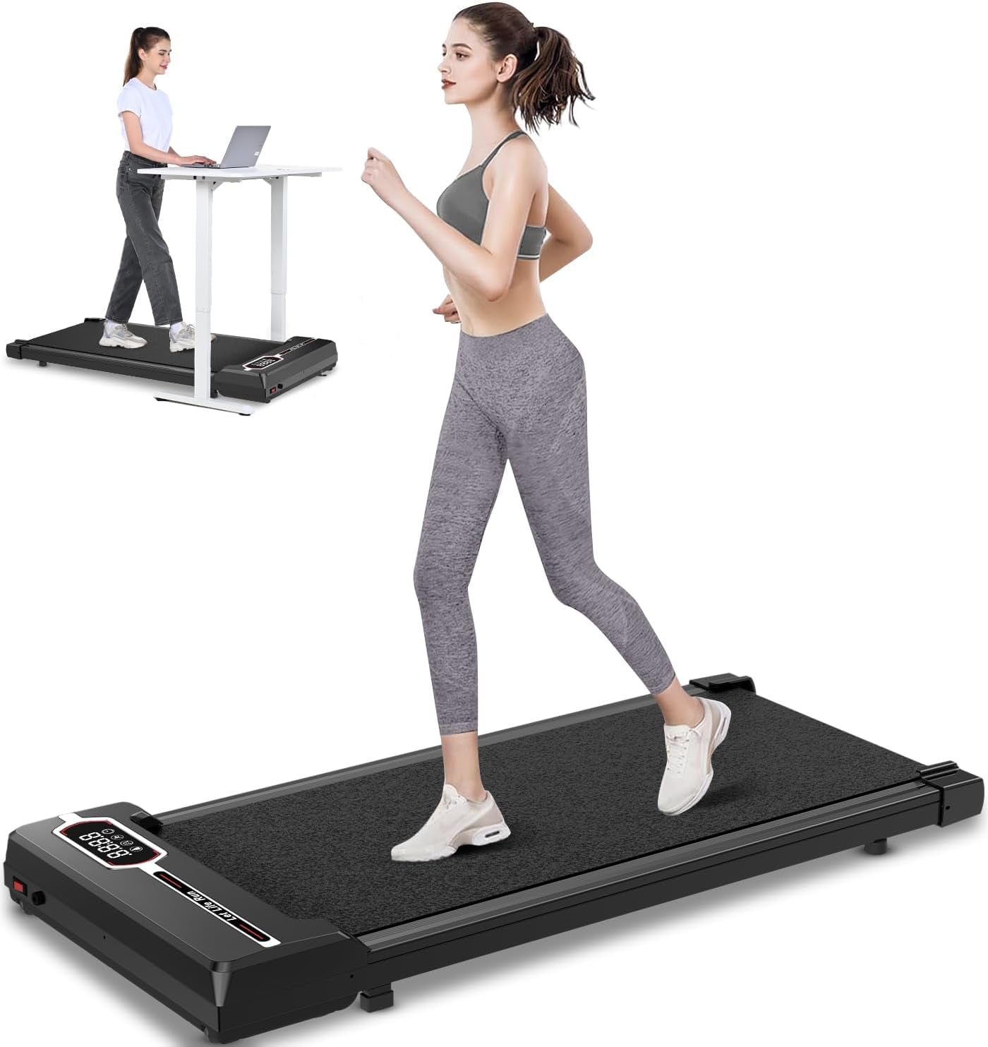 Walking Pad Treadmill 2 in 1, Under Desk Treadmill Portable for Office ...
