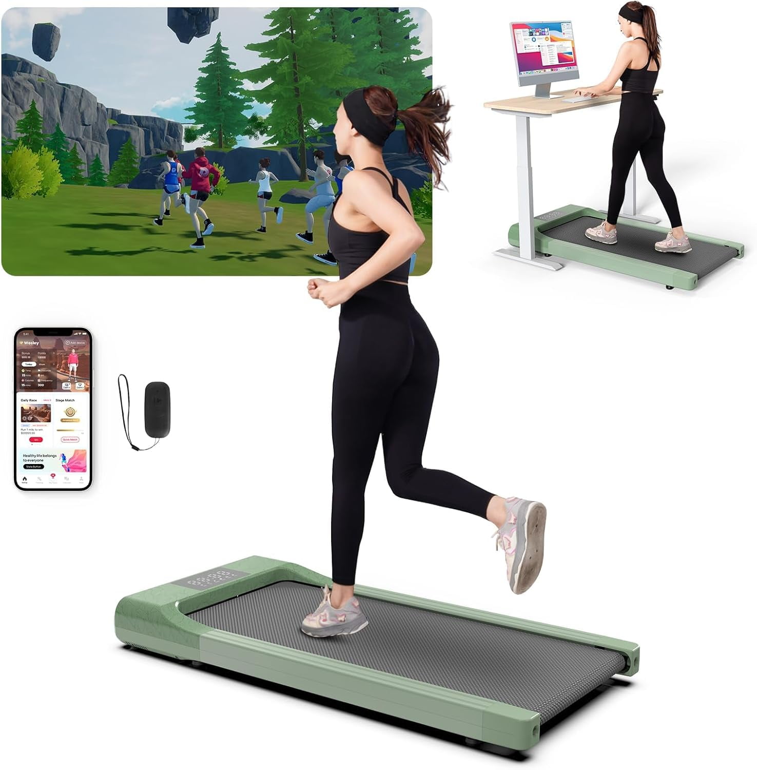 Walking Pad Treadmill, 3 in 1 Portable Under Desk Treadmill 300 lb ...