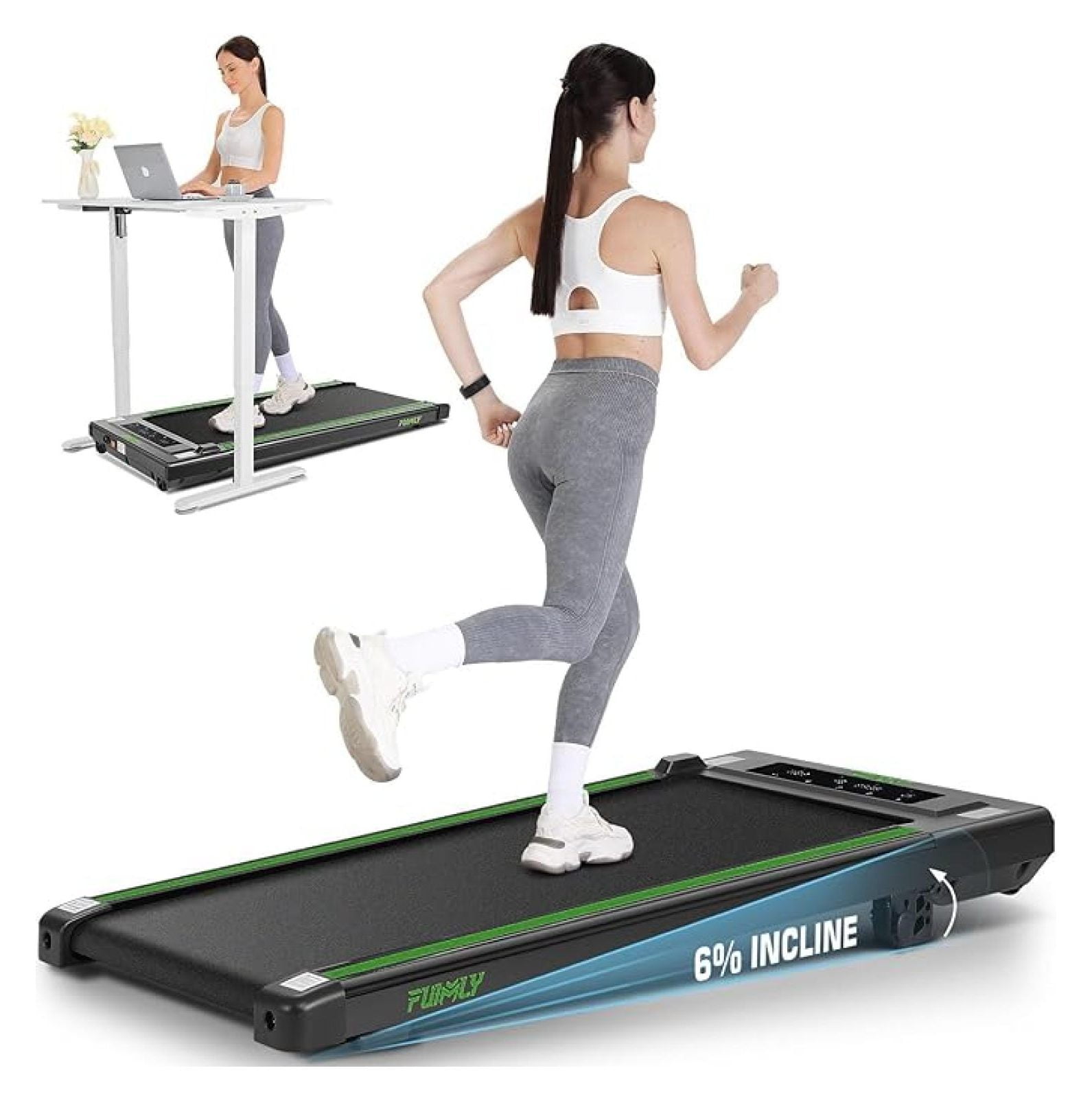 Walking Pad Treadmill with 8% Incline, 2.5HP Under Desk Treadmill for ...