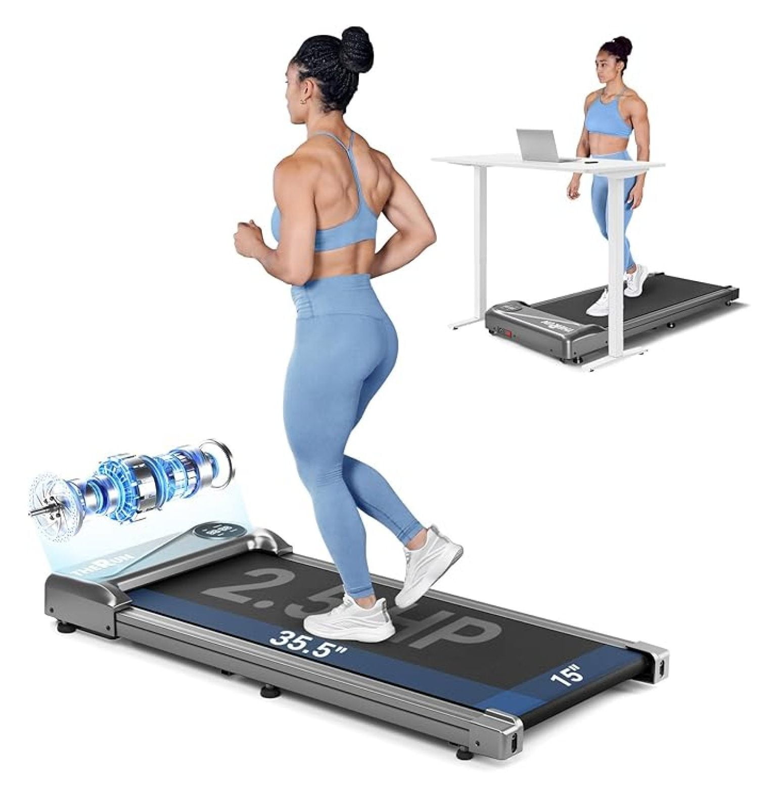 Walking Pad Treadmill Under Desk, Portable Mini Treadmill for Home ...