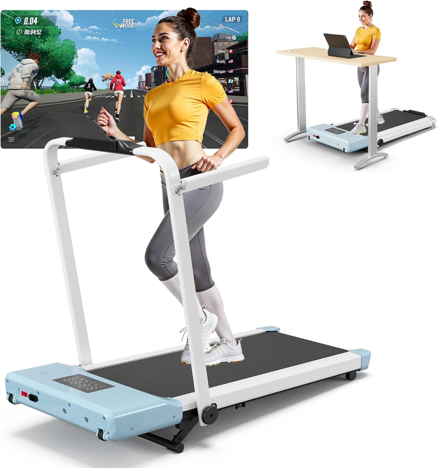 Walking Pad Treadmill with Handle Bar 300 LBS Capacity Foldable ...