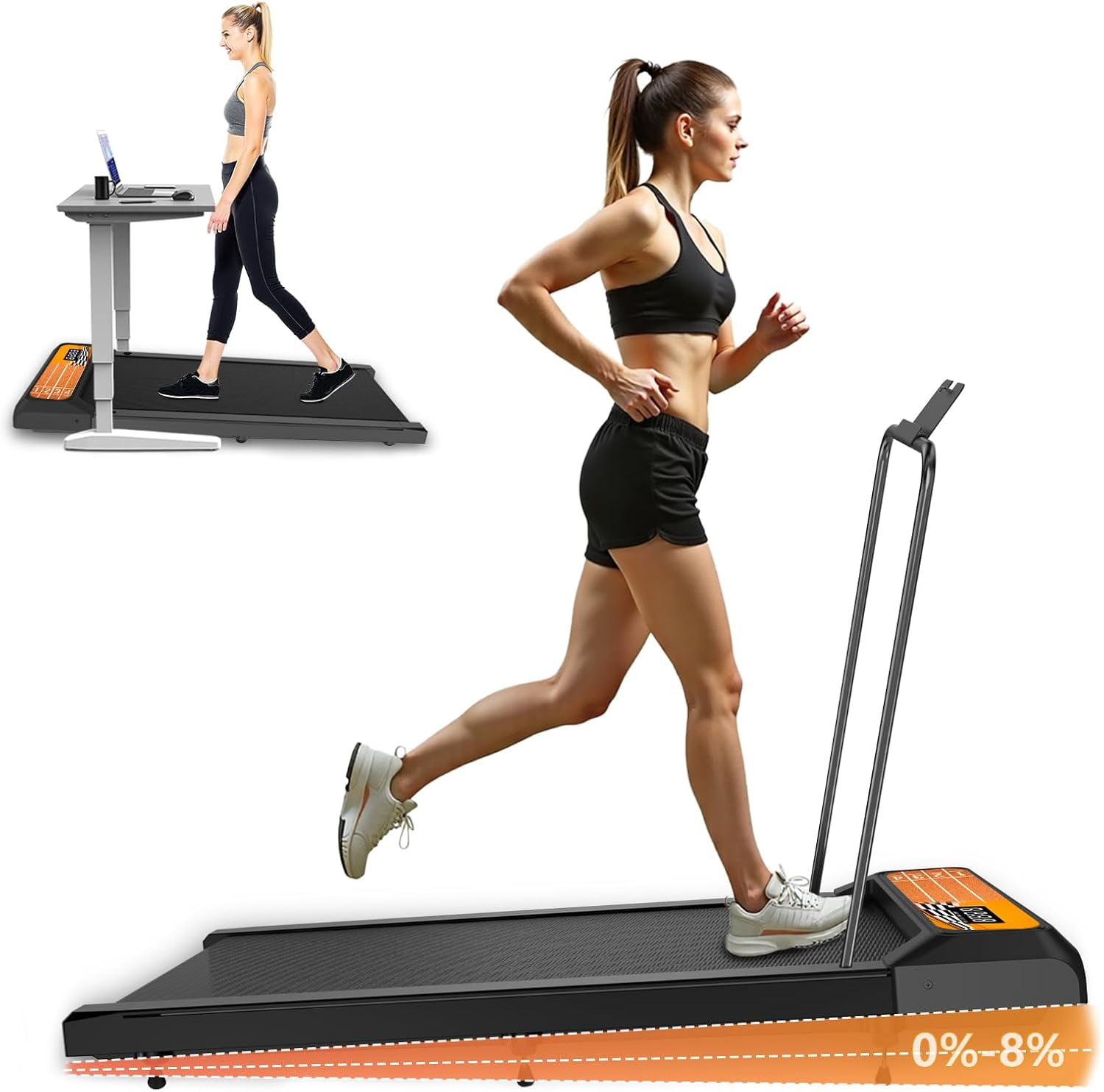 Walking Pad Treadmill with Incline - 2.5HP Low Noise Under Desk ...