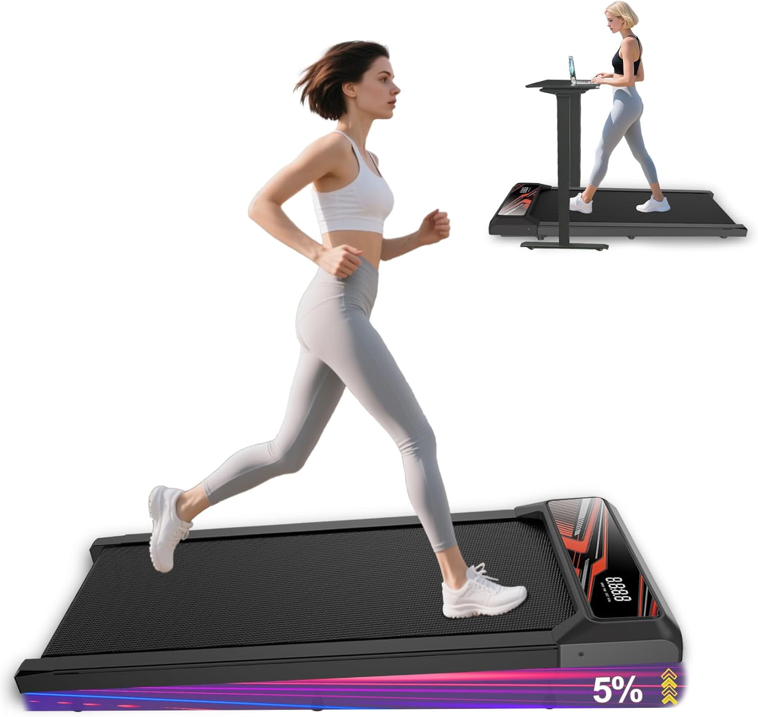 Walking Pad Treadmill with Incline - 2.5HP Low Noise Under Desk ...